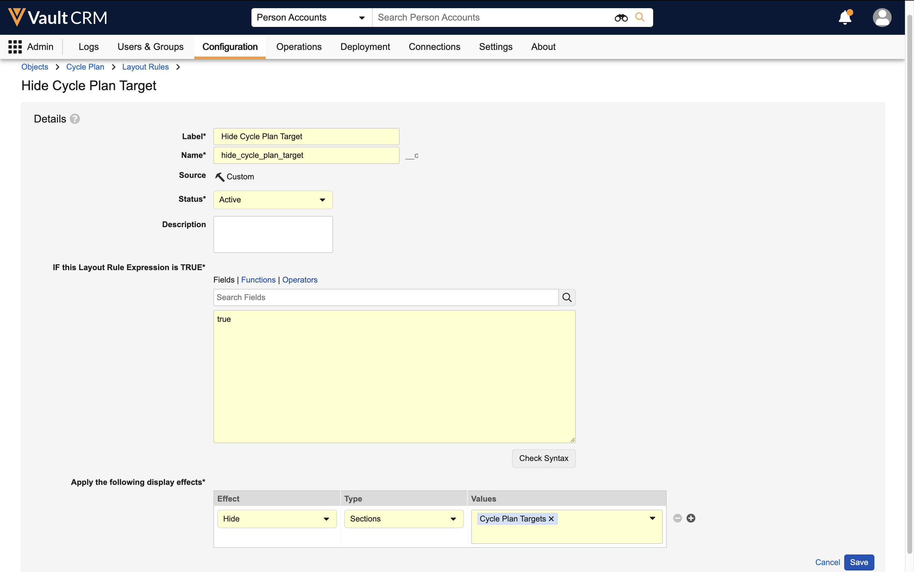 Configuring Classic Cycle Plans