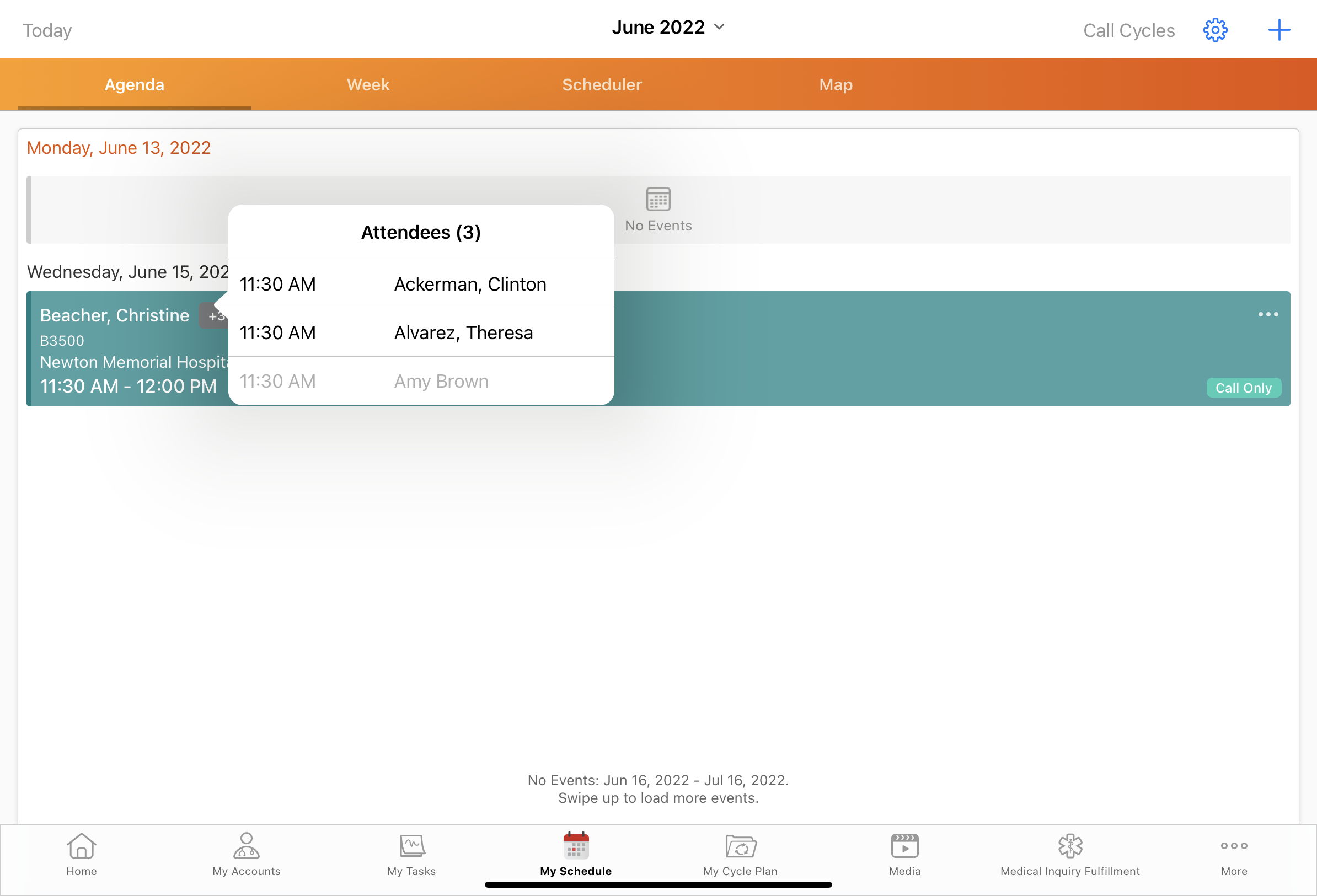 Viewing Attendee Count and Details in My Schedule