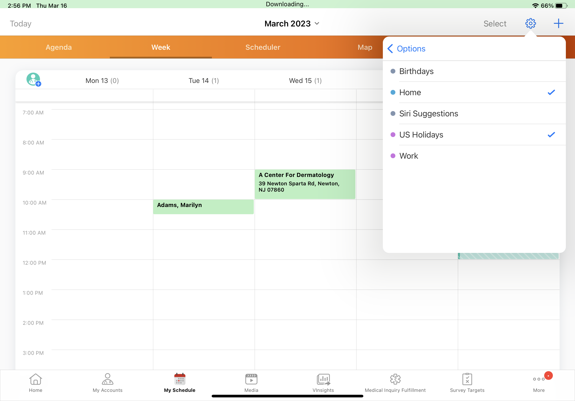 Viewing Apple Calendars in My Schedule