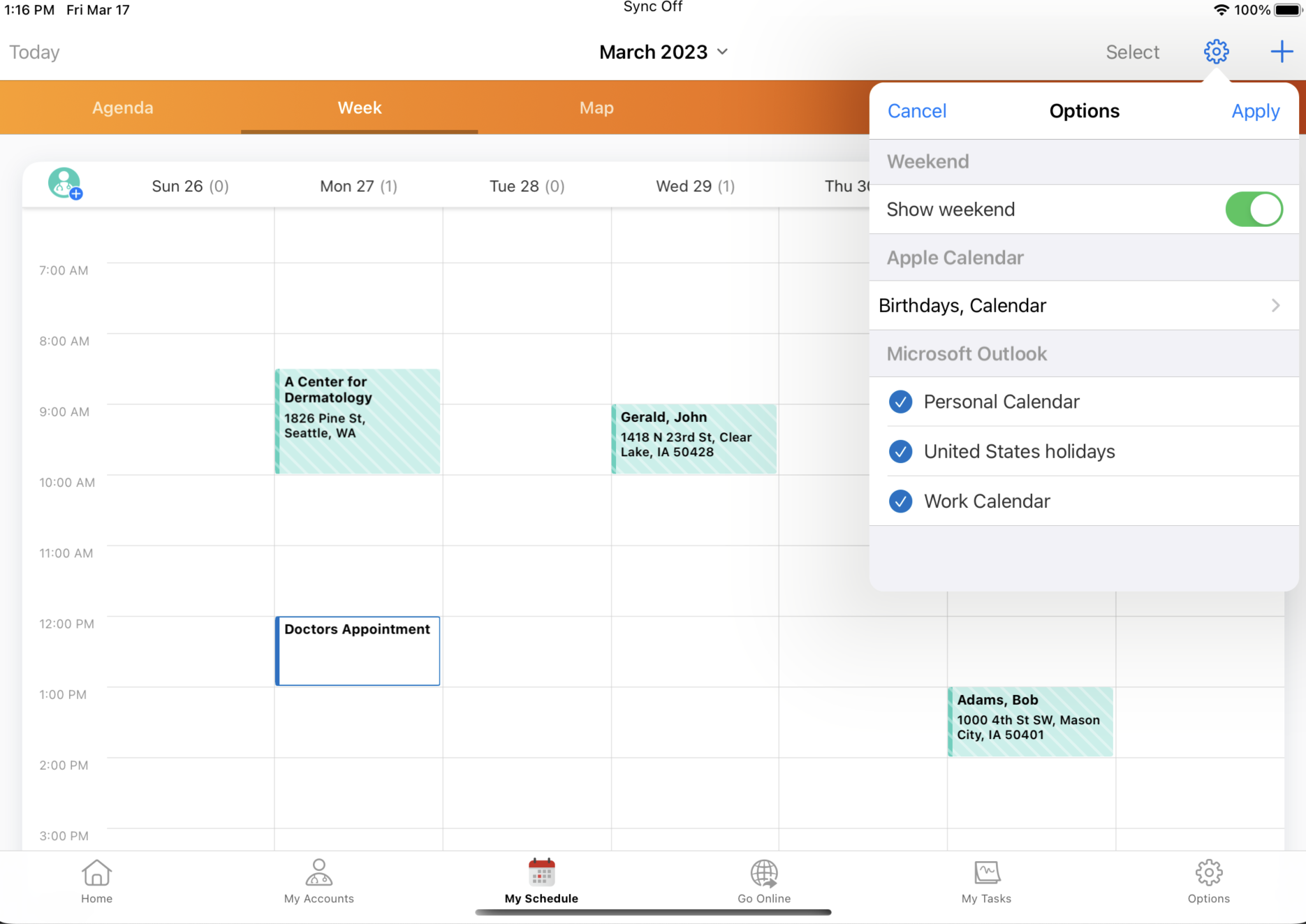 Integrating My Schedule and Microsoft Outlook Calendars